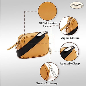 Hidelle Leather Women's Crossbody Bag | Adjustable Straps Zipper Closure Small Pockets Inside- Yellow