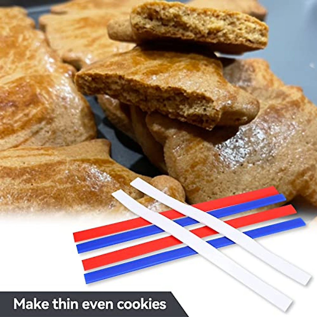 HERCHR 6Pcs Silicone Rolling Pin Guides, Dough Leveler Sticks Dough Ruler Measuring Dough Strips Guides Pastry Ruler Perfection Sticks for Thickness Guide Pastry Cookie Kitchen Restaurant