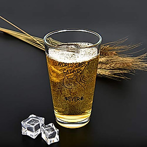 World's Best Cat Dad Ever Beer Glass, Novelty Gifts Idea for Dad Father Cat Dad Friends Men Cat Lover Pet Owner, Cat Lover Gift for Father’s Day Birthday Christmas, Funny 15Oz Drinking Beer Glass