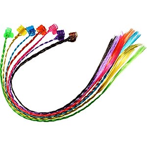 Bememo 21 Pieces Colored Braids Hair Extensions with Clip Snaps Rainbow Braided Kids Hair Extensions Accessories for Children Performance Kids Girls Halloween Cosplay Party Dress up
