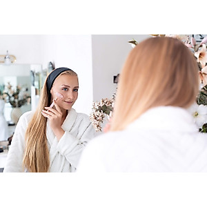 Celestial Silk Spa Headband 100% Mulberry Silk Adjustable Facial Headband for Women - Use for Washing Face, Skincare, Makeup – Silk Beauty Hairband Perfect for Thick or Curly Hair (Black)