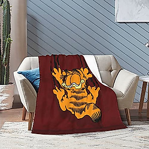 Garfield Blanket Super Soft Flannel Fleece Throw Blankets Luxury Warm Plush Bedding for Sofa Living Room Bedroom (Red, 50"X40")