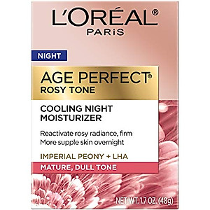 L'Oreal Paris Age Perfect Rosy Tone Anti-Aging Cooling Night Moisturizer, Reactivate Rosy Radiance and Firm Skin, 1.7 oz