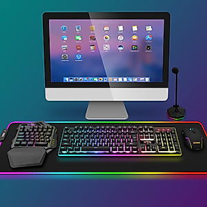 RedThunder Wireless One-Handed Gaming Keyboard, 2.4Ghz RGB Backlit Mini Gaming Keypad, Rechargeable 2000mAh Battery for PC Gamer