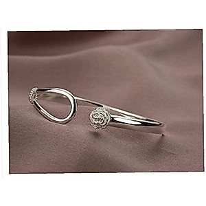 XIFAM Women's Rose Flower Bangle, Sterling Silver 925 Solid Bangle, Durable and Practical
