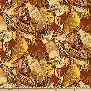 Artist's Fall Leaves Anti-Pill Premium No-Sew Throw Fleece Fabric Kit (50x60)
