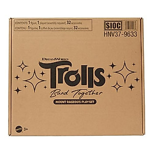 Mattel DreamWorks Trolls Band Together Toys, Mount Rageous Playset with Queen Poppy Small Doll & 25+ Accessories, 4 Hair Pops