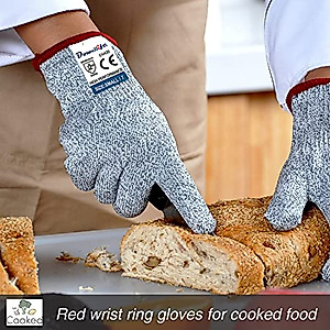 Dowellife Cut Resistant Gloves Food Grade Level 5 Protection, Safety Kitchen Cuts Gloves for Oyster Shucking, Fish Fillet Processing, Mandolin Slicing, Meat Cutting and Wood Carving. (X-Large-2 Pairs)
