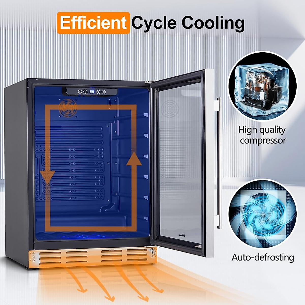 Kalamera Mini Fridge 24” Beverage and Wine Cooler Built-in or Freestanding - 118 Cans & 16 Bottles Capacity Wine Refrigerator Cooler