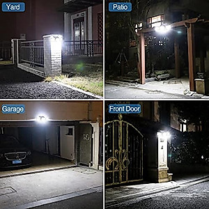 DONLINE Solar Lights Outdoor Waterproof, 3000LM Solar Motion Lights IP65 Waterproof Solar Spotlights Outdoor, 3 Adjustable Heads Security LED Flood Light for Garage Yard Patio, 2 Pack