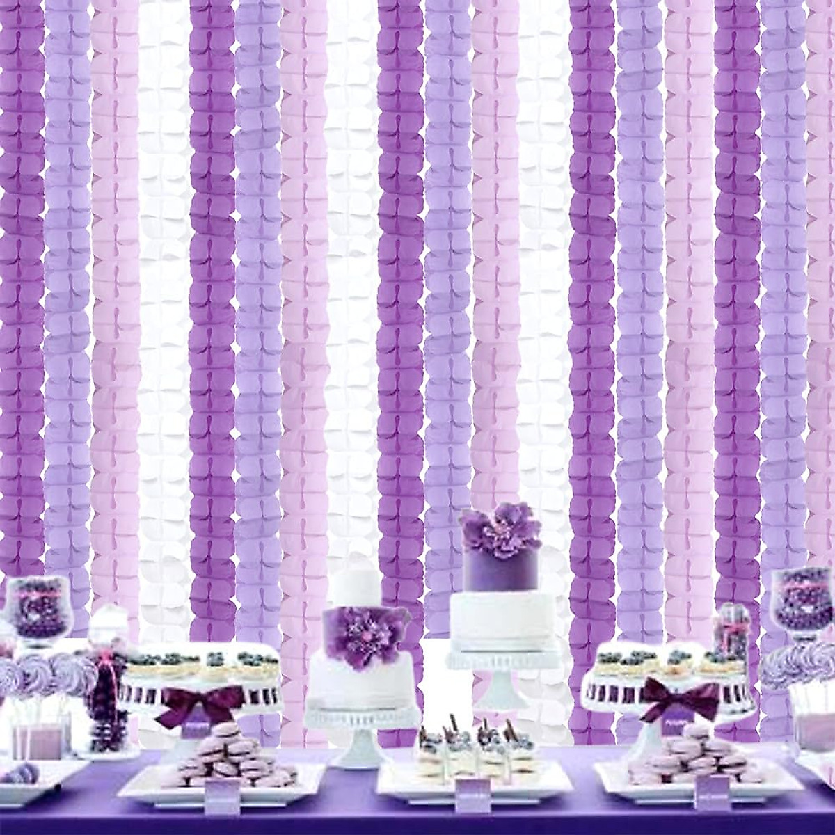 Purple White Lavender Party-Decorations Streamers-Garland - 12pcs Women Girl Birthday Supplies 4-Leaf Clover Paper Banners,Baby Bridal Shower Wedding Engagement Bachelorette Graduation Decor Ouruola