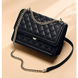 YXBQueen Handbags for Women Quilted Black Crossbody Flap Bag Small Chain Purses Black Quilted Purse