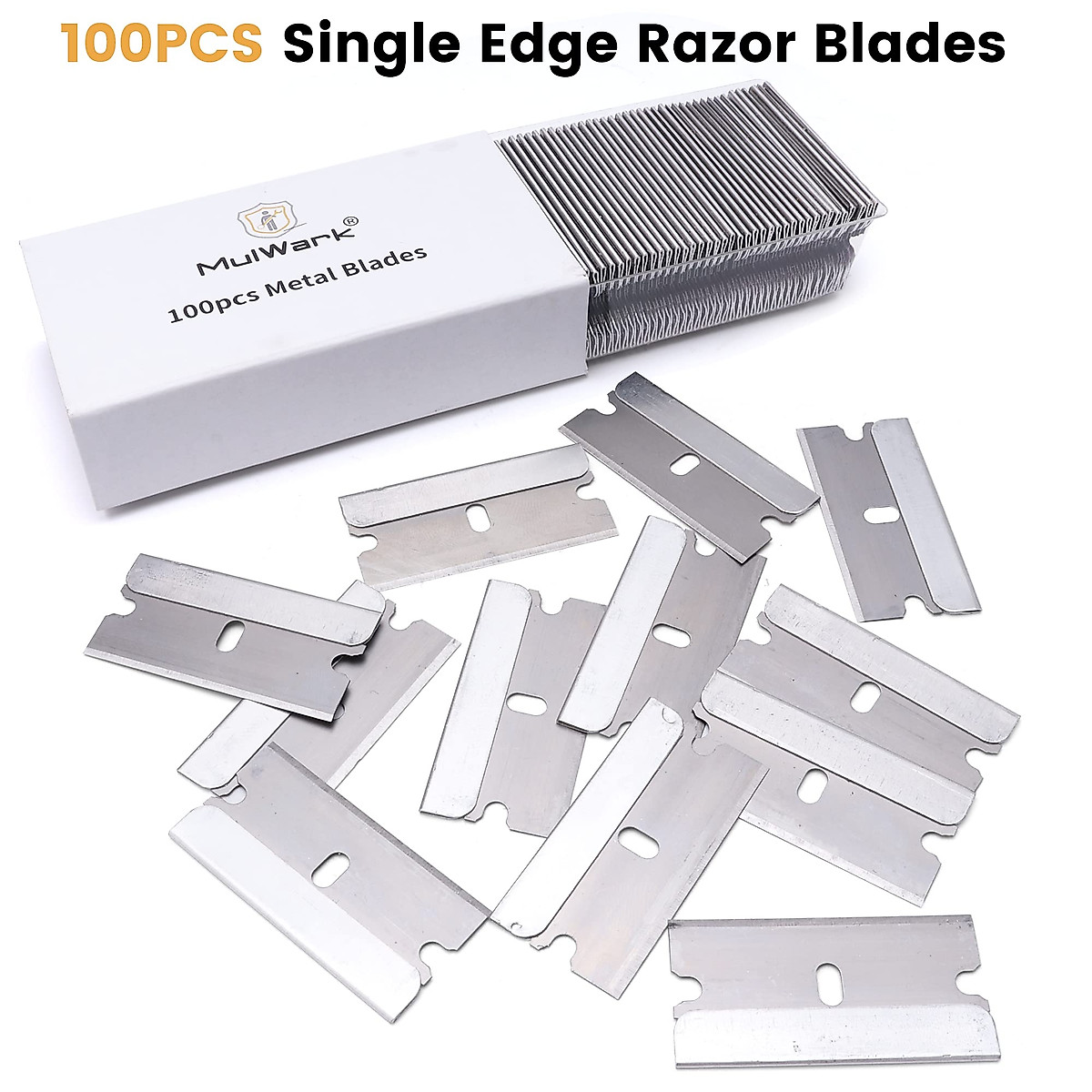 MulWark Razor Blades | Straight Single Edge Razor | Box Cutter & Glass Scraper Replacement Blades