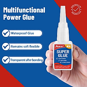 Super Glue, Aukfa Cyanoacrylate Adhesive Strong Bonding and Fast-Drying Glue for Your Repair Needs, Cyanoacrylate All-Purpose Repair Glue for Home Ceramic, Plastic, Glass, Wood, DIY Craft