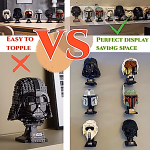 TEYOUYI 2pcs Wall Mount for Lego Star Wars Helmet Display Shelf - Compatible with All Standard Lego Helmets - Black