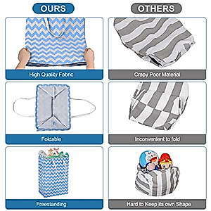 Seebel 2-Pack Laundry Hamper 75L Collapsible Large Luandry Baskets with Easy Carry Handles Freestanding Waterproof Clothes Hamper Storage Basket for Toys Clothes Organizer-Chevron