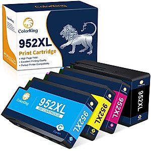 ColorKing Remanufactured 952 XL Ink Cartridges Replacement for HP 952XL Ink Cartridges Combo Pack for HP OfficeJet Pro 8710 8720 7740 7720 8210 8715 8725 8740 8702 Printer(Black,Cyan,Magenta,Yellow)