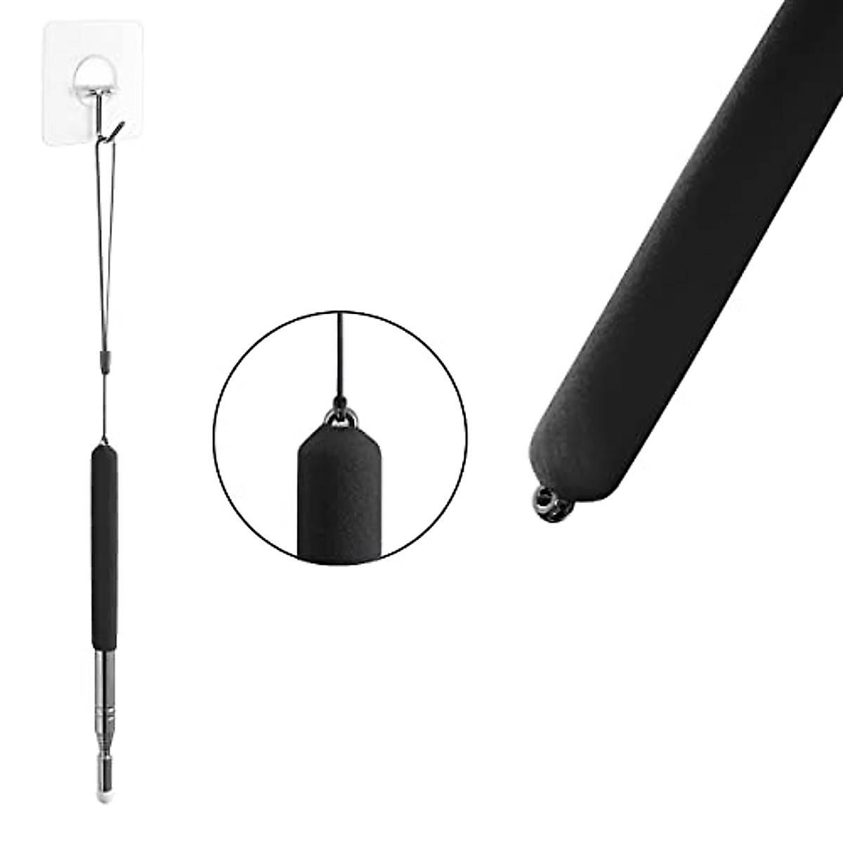 Pointer for Classroom, Set of 3 - Telescoping Teachers Pointer Stick Stainless Steel Retractable Pointer with Felt Tip for Classroom Whiteboard Handheld Presenter 39.4 inch (Black)
