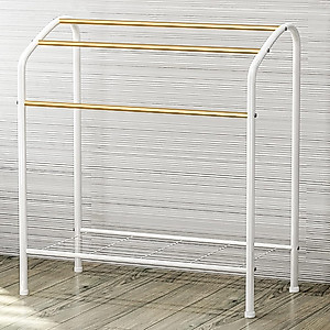 kaileyouxiangongsi 30" Free Standing Towel Rack, 3 Tier Alloy Steel Stand with Bottom Shelf, Blanket Drying and Display Rack for Oversized Bath Towels Bathroom Accessories, Next to Tub or Shower