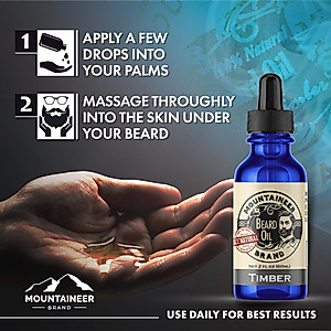Mountaineer Brand Beard Oil - WV Pine Tar Scent - 100% Natural Conditioner and Softener For Men - Hydrates and Moisturizes for Beard Growth - Treats Dry Itchy Beards - 2oz