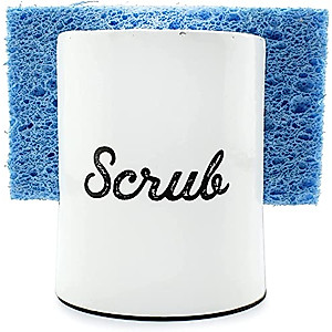 AuldHome White Enamel Sponge Holder; Rustic Enamelware Kitchen Sink Accessory