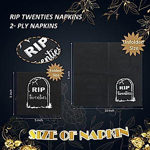 100 Pcs Death to My 20s Decorations Napkins, 30th Birthday Napkins RIP to My 20s Birthday Decorations Black Silver Foil Cocktail Napkins for Women Men 30th Birthday Party Supplies, 2-Ply 5 x 5 Inch
