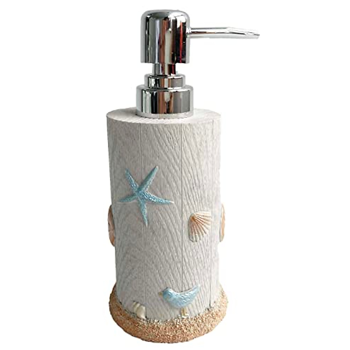 Marina Decoration Luxury Modern Décor 4 Piece Bath Accessories Set Ensemble Included Bathroom Liquid Soap Lotion Dispenser Pump Toothbrush Holder Tumbler and Soap Dish, Venus Nautical Ocean Life Style