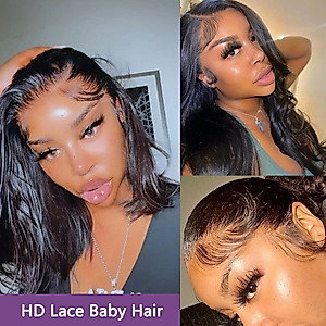 Mcclay Edges Hair Top Swiss HD Lace Baby Hair Stripes Soft Natural Baby Hair Edges for Black Women Reusable Invisible Lace Hairline Real Human Hair, Black Color 4 Pcs