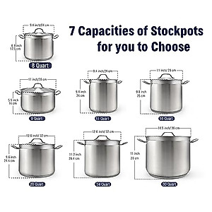 Cooks Standard Stockpots Stainless Steel, 8 Quart Professional Grade Stock Pot with Lid, Silver