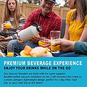 DrinkTanks - Session Growler, Passivated Stainless Steel Growlers for Beer, Leakproof and Vacuum Insulated Beverage Tumbler, Soda, Wine, or Coffee Tumbler with Handle, 64 Oz, Glacier