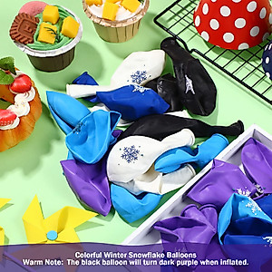 50 Counts Winter Snowflake Balloons 12 Inch Frozen Snowflake Balloons Wonderland Latex White Blue Purple Balloons for Christmas Holiday Wedding Baby Shower Party Decoration Home Supplies