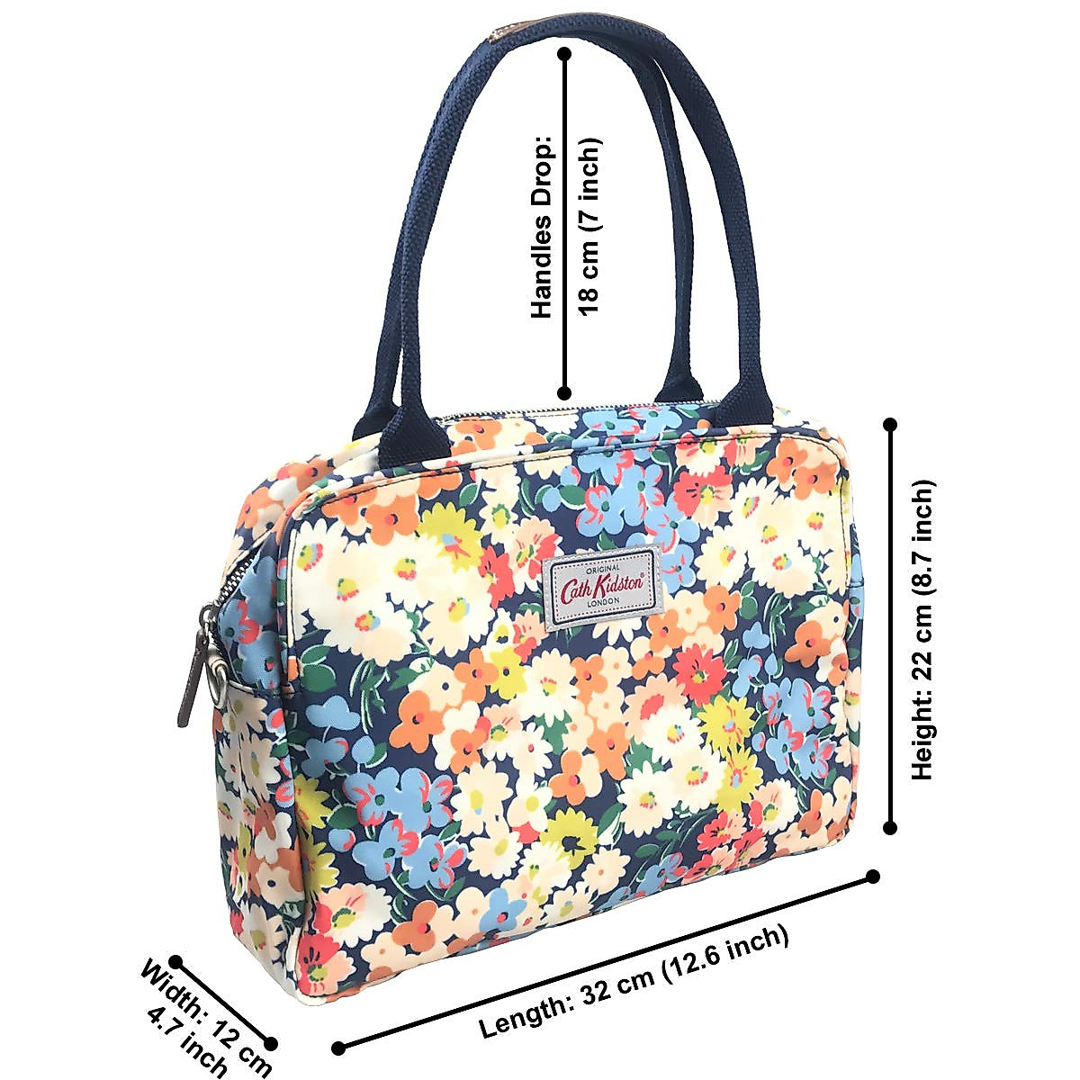 Cath Kidston Matt Oilcloth Busy Bag Handbag Crossbody Daisy Bed Pattern Navy Color