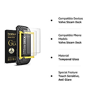 ivoler [2 Pack Screen Protector Matte Tempered Glass for Steam Deck 7 inch 2022, Matte Anti Glare Screen Protector with [Alignment Frame] Anti-Scratch Full Coverage Guard for Valve Steam Deck