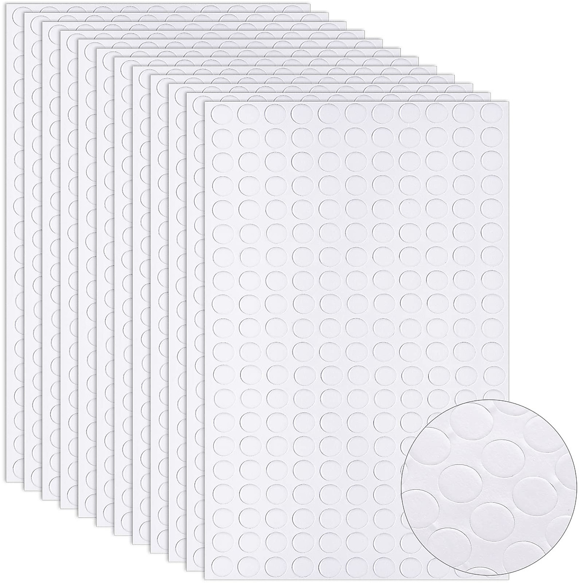 2400 Pieces Foam Dots Dual-Adhesive 3D Foam Tapes Foam Pop Dots Adhesive Mount for Craft DIY Art or Office Supplies, 12 Sheets, Round (0.31 Inch)