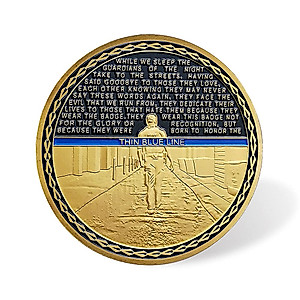 US Police Challenge Coin Thin Blue Line Prayer for Spartan Warrior Commemorative Collection