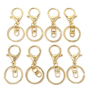 Honbay 20pcs Zinc Alloy KC Gold Lobster Claw Clasp Keychain, Key Ring Loop Key Holders with Flat Split Ring