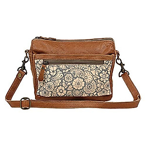 Myra Bag Peach n' Bleach Upcycled Canvas & Leather Crossbody Bag S-1569