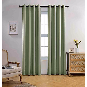 MIUCO Blackout Curtains Room Darkening Curtains Textured Grommet Panels for Living Room 2 Panels 52x84 Inch Long Sage