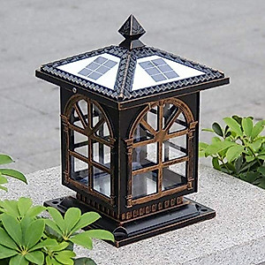SPNEC Column Headlights, Solar Outdoor Lights, Garden Lights Home Waterproof, Vintage Aluminum Villa Terrace Landscape