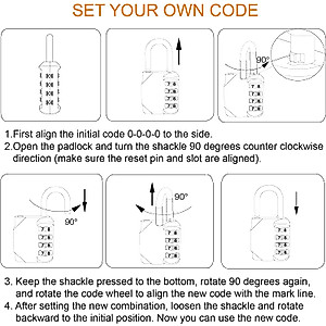 Gym Padlock, 4 Digit Outdoor Waterproof Resettable Combination Padlock for School Gym Locker(1 Pack Black)