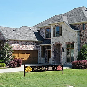 Joyiou Guns Or Glitter Decorations Banner Porch Sign, Large Baby Shower Party Sign Supplies, Gender Reveal Photo Booth Props Backdrop (9.8x1.6ft)