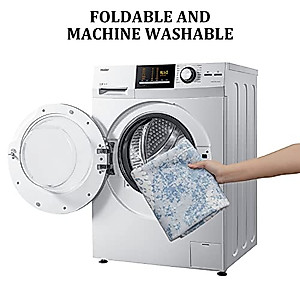 Fashionwu Washable Rug 8x10 Floral Large Area Rug Boho Disstressed Medallion Carpet for Bedroom Living Room 8x10 Area Rug Aesthetic Floor Cover Non-Shedding Anti-Slip Floor Carpet, Blue