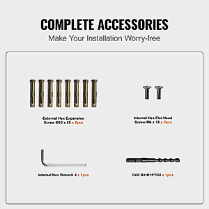 VEVOR Handrail for Outdoor Steps, 2-3 Steps Outdoor Handrail, Adjustable Aluminum Staircase Handrail, Thickened Stair Railings for Porch Railing, Deck Handrail