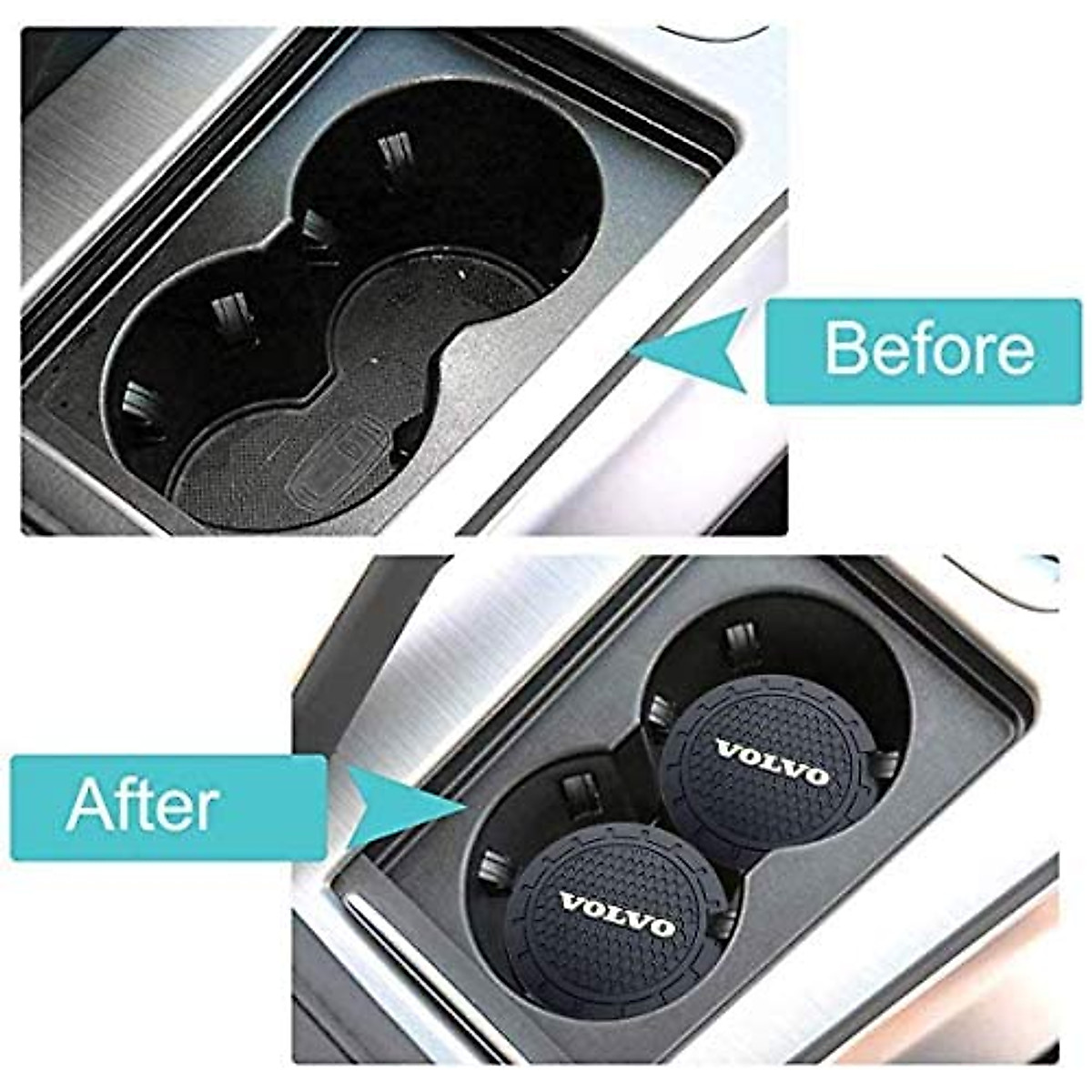 JDclubs 2.75 Inch Diameter Oval Tough Car Logo Vehicle Travel Auto Cup Holder Insert Coaster Can 2 Pcs Pack (fit Volvo)