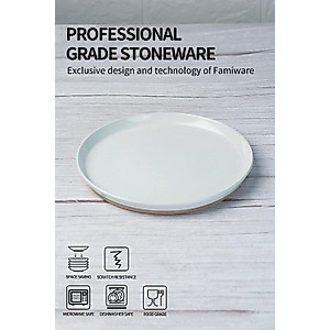 famiware Saturn 6 Pieces Dinner Plates, 10.5 inch Plate Set, Scratch Resistant, Stoneware Dinnerware, Kitchen Modern Rustic Serving Dishes, White