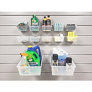 CrownWall Storage Bins Designed for Slatwall, Plastic Bin kit - 12 Pack