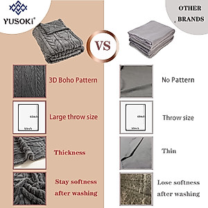 YUSOKI Sherpa Throw Blanket-3D Stylish Design Super Soft Fuzzy Cozy Warm Blanket Thick Plush Fluffy Furry Blankets for Teen Girls Women Couch Bed Sofa Chair Men Boys Gift(Grey,50"x65")