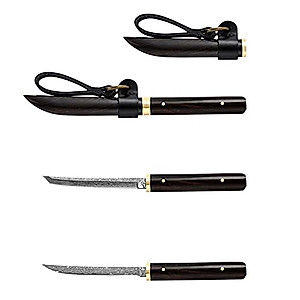 Joa Unique knife multitool hunting knife small knives Fixed knife sharp blade damascus steel knife black wood handle knife outdoor tactical knife survival AUS knife with sheath