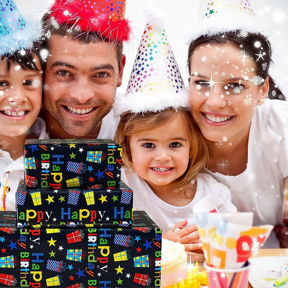 BOLIANNE Birthday Wrapping Paper Sheets - Colorful Happy Birthday Gift Wrap Paper for Boys Girls Kids Men Women - Gift Wrapping Paper for Holiday - 3 Sheets, 20 X 29 Inch, High Gloss