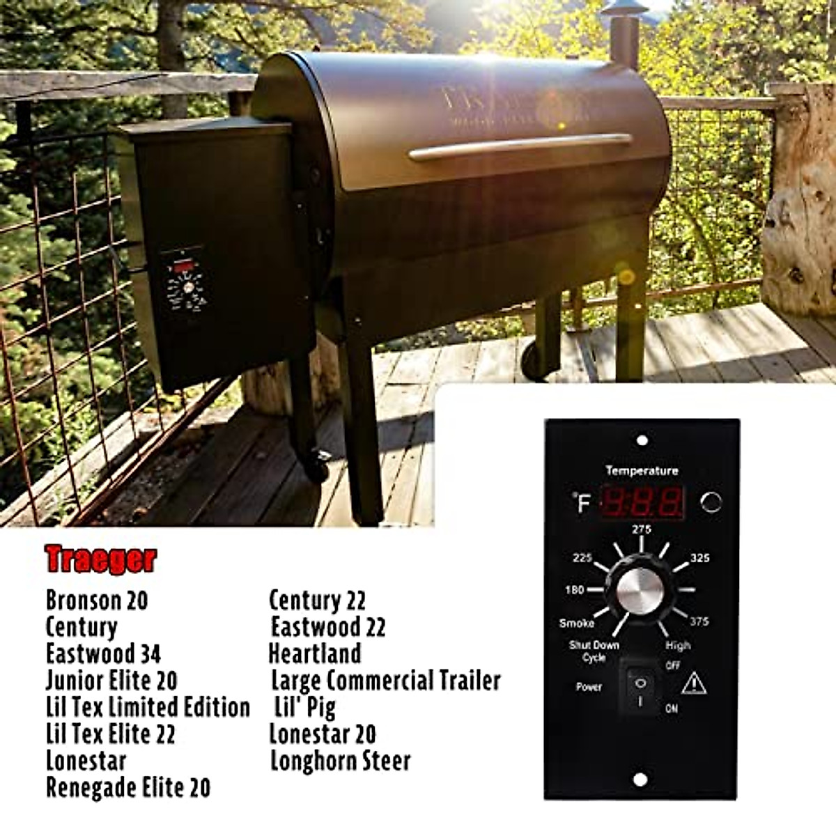 Classic Digital Control Board for Traeger Wood Smoker Replacement Parts Thermostat Kit,Compatible Traeger Pellet Wood Grill with Hot Rod Temperature Sensor